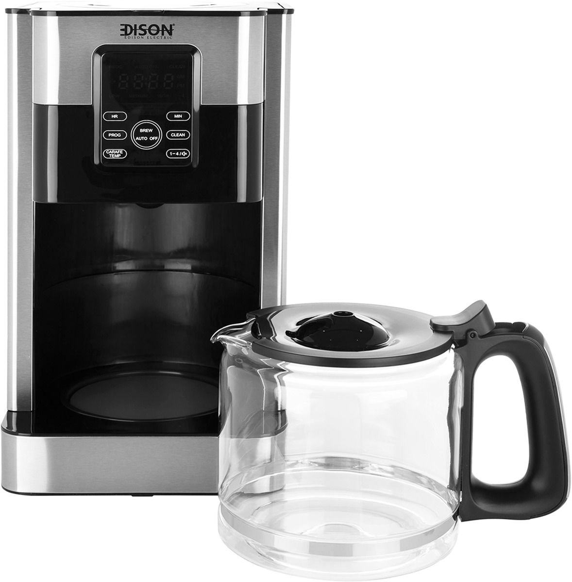 Edison Coffee Maker, 1000 Watt, 1.8 Liter - Black Silver