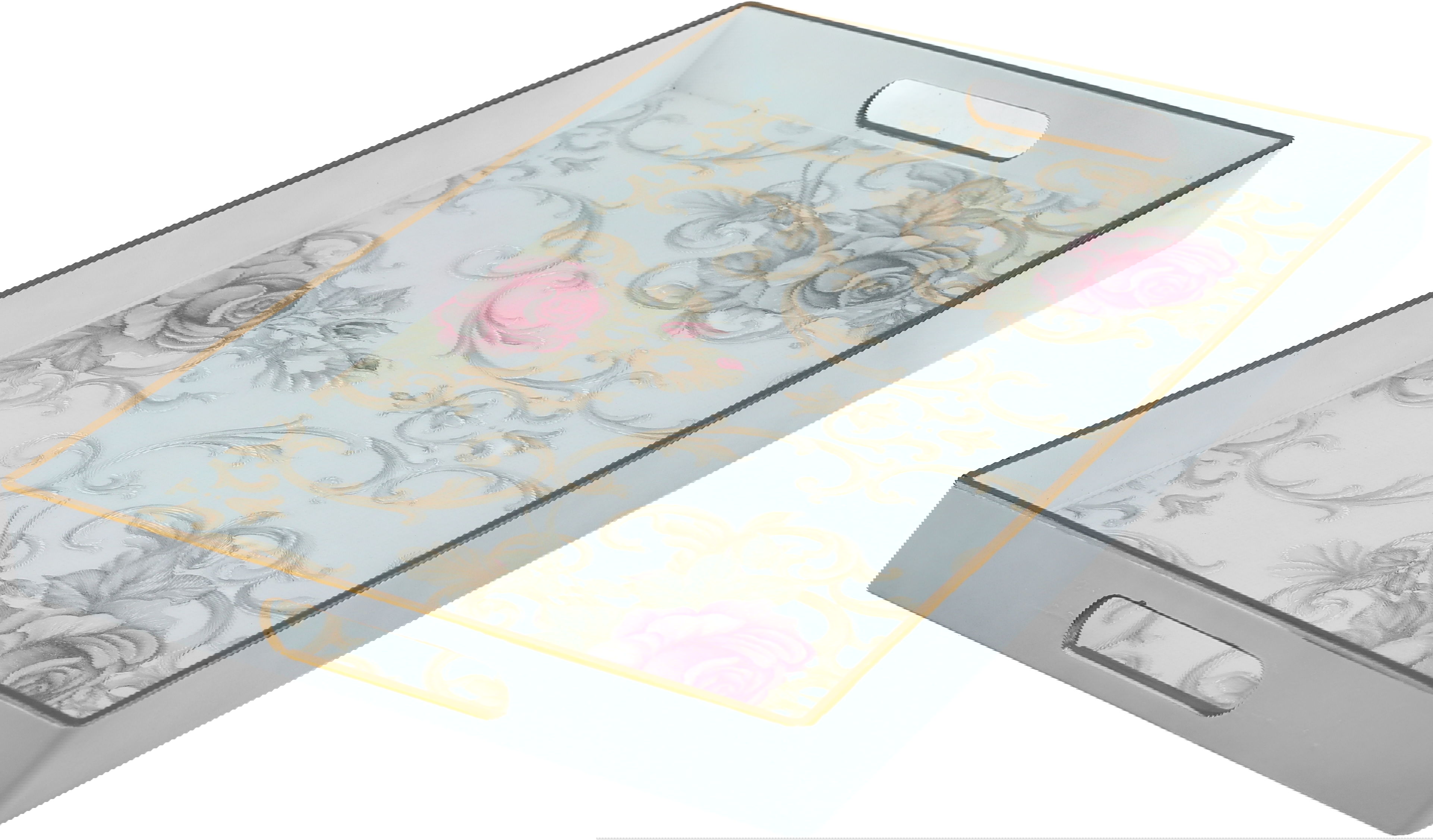 طقم طوفريات تقديم بلاستيك السيف غاليري، قطعتين، نقش وردة - متعدد الالوان