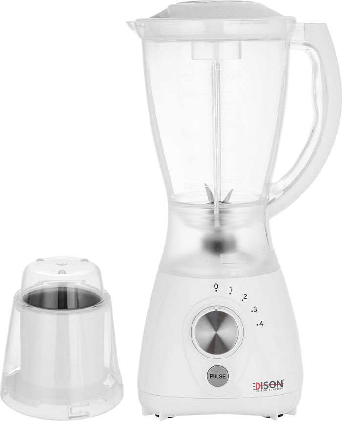 خلاط كهربائي إديسون، 550 واط، 1.5 لتر، 4 سرعات، شفرات استيل، YB-003D - ابيض