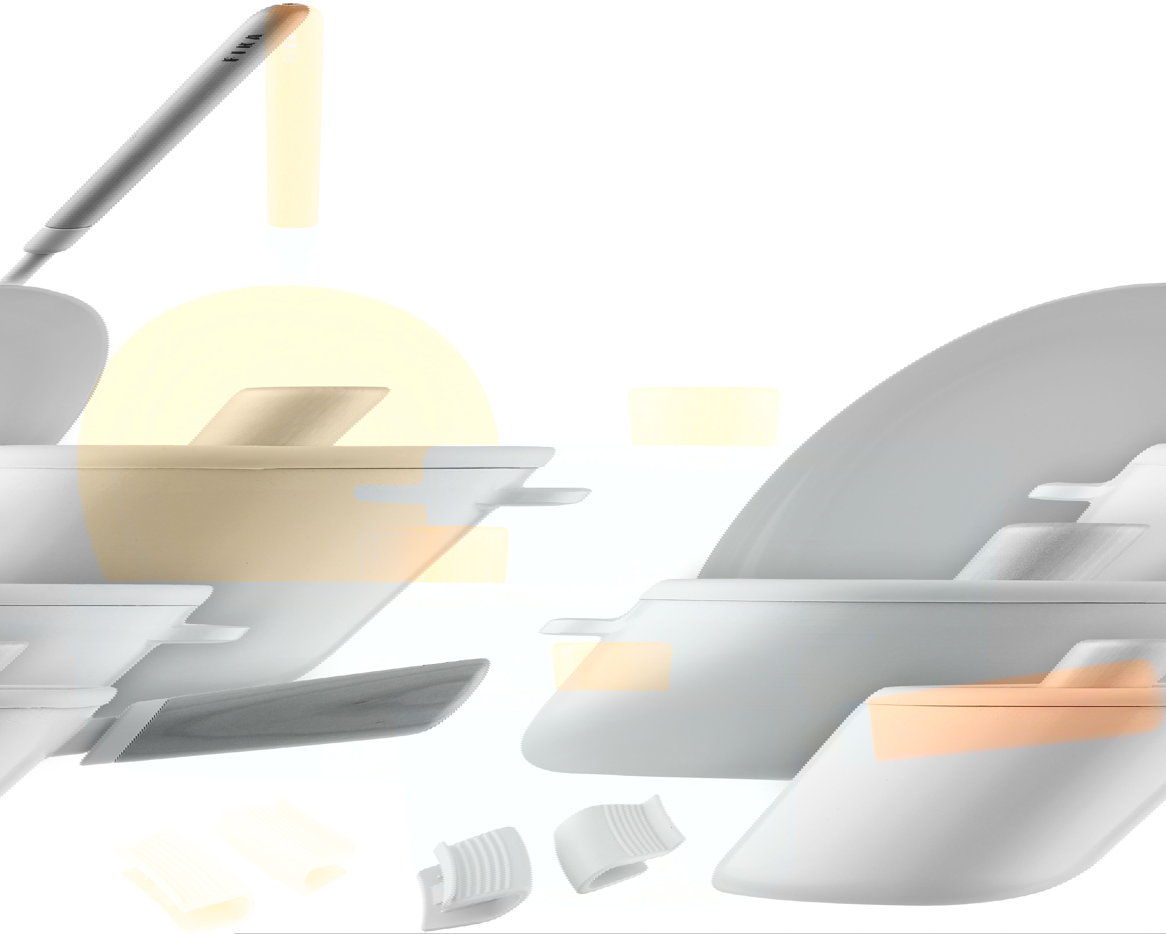 Neo Flame Vika Apex Steel Cookware Set, 7 Pieces, Wooden Handle - Beige